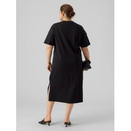 Vero Moda CURVE Damen Jerseykleid "VMCMOLLY SS OVERSIZE CALF DRESS NOOS CUR", schwarz, Gr. XL, unifarben, Jersey, Obermaterial: 100% Baumwolle,