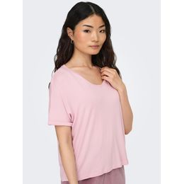 Jacqueline de Yong JDY Damen T-Shirt "JDYSISSY S/S V-NECK TOP JRS DIA", rosa, Gr. XS, unifarben, Jersey, Obermaterial: 96% Viskose, 4% Elasthan, Shirts