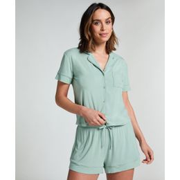 Hunkem&ouml;ller HUNKEM&Ouml;LLER Damen Pyjama "Jersey-Shorts Essential", Gr. XSgr&uuml;n, 92% Viskose, 8% Elasthan, Homewear-Sets