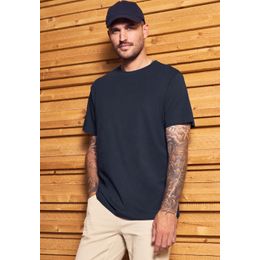 Street One MEN Herren T-Shirt, blau, Gr. M, unifarben, Web, 100% Baumwolle, Shirts, aus reiner Baumwolle