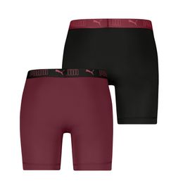 Puma Herren Boxershorts "Puma MEN SPORT MICROFIBER LONG BOXERS 2P", Gr. Sburgundy, Obermaterial: 88% Polyester, 12% Elasthan, Unterhosen, mit