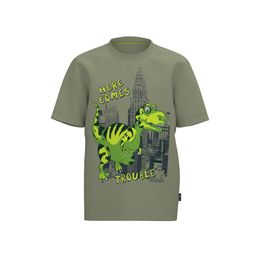 TRIGEMA M&auml;dchen T-Shirt "TRIGEMA T-Shirt mit gro&szlig;em Dino-Printmotiv", gr&uuml;n, Basic, Gr. 116, Single Jersey, 100% Baumwolle, Shirts