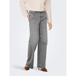 Jacqueline de Yong JDY Damen High-waist-Jeans "JDYFELINA-FINA HW WIDE JNS LT GREY DNM", blau, Gr. XS, unifarben, Denim/Jeans, Obermaterial: 98% Baumwolle, 2% Elasthan,