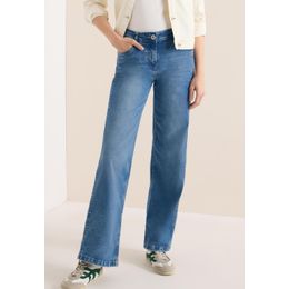 Cecil Damen Weite Jeans "Style Toronto", blau, Gr. 33, unifarben, Denim/Jeans, Obermaterial: 78% Baumwolle, 20% Polyester, 2% Elasthan. Futter: 52%