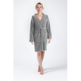 Damenbademantel OTTO HOME, L:95cm, grau, Leichtfrottee, Hausm&auml;ntel, "Sina, ideal f&uuml;r Sauna & Spa, Hotelbademantel, Morgenmantel", einfarbiger