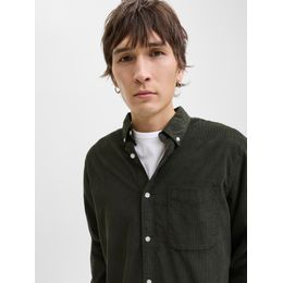 Jack & Jones JACK & JONES Herren Langarmhemd "JJECLASSIC CORD SHIRT L/S SN", gr&uuml;n, Gr. XS, unifarben, Web, Obermaterial: 100% Baumwolle, Hemden