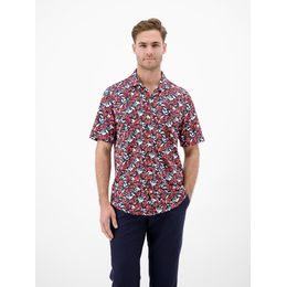 Lerros Herren Kurzarmhemd "1/2 Hemd aus 100 % Baumwolle, floral bedruckt"vivid rot, Gr. L, 100% Baumwolle, Hemden