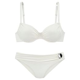 JETTE Damen B&uuml;gel-Bikini, wei&szlig;, Gr. 44, unifarben, Microfaser, Microfaser, Polyamid, Bikini-Sets, mit Zier-Accessoire