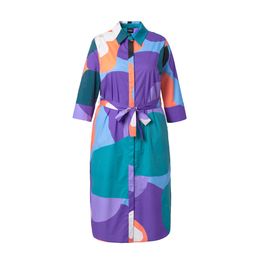 Ulla Popken Kleid Damen Gr&ouml;&szlig;e 50/52 blau / t&uuml;rkis / lila / hellorange Winterkleid