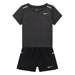 Nike Sportswear Set 'MILER' Jungen Gr&ouml;&szlig;e 116/122 hellgrau / schwarz / schwarzmeliert
