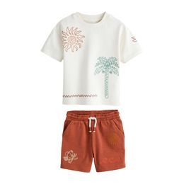next Set: T-Shirt und Shorts Jungen Gr&ouml;&szlig;e 68 ecru / rostbraun / pastellgr&uuml;n / orange