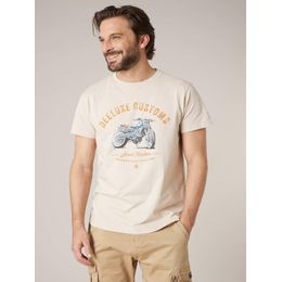 Deeluxe T- Shirt 'RULES ' Herren Gr&ouml;&szlig;e S hellbeige / hellblau / orange / schwarz