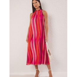 Trendyol Kleid Damen Gr&ouml;&szlig;e 38 dunkellila / orange / pink / wei&szlig; Winterkleid
