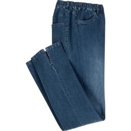 Damen Jeans mit weitem Bein und Schlitz blue-stone-washed, Gr&ouml;&szlig;e 38