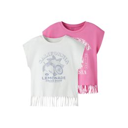 name it Shirt 'NKFVALONE' M&auml;dchen Gr&ouml;&szlig;e 122/128 grau / pink / wei&szlig;