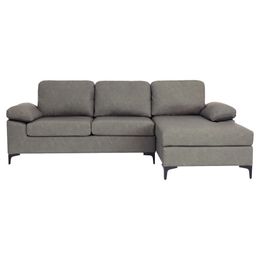 Mid.you Ecksofa, Grau, Textil, 3-Sitzer, F&uuml;llung: Schaumstoff, Ottomane rechts, L-Form, 262x135 cm, Wohnzimmer, Sofas & Couches, Wohnlandschaften, Ecksofas