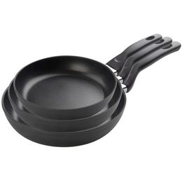 Ballarini Pfannenset Panarea, Schwarz, Metall, 3-teilig, rund, antihaftbeschichtet, Kochen, Pfannen, Pfannensets