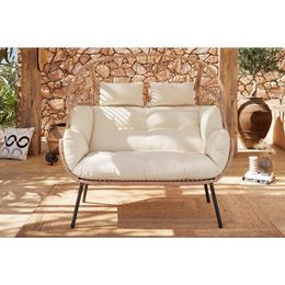 Ambia Garden Gartenmuschel, Natur, Beige, Metall, Kunststoff, Textil, F&uuml;llung: Polyester, 146x136x83 cm, UV-best&auml;ndig, Loungem&ouml;bel, Sonneninseln