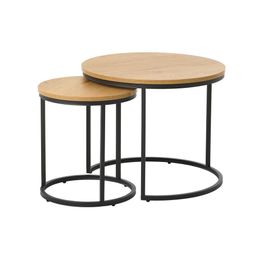 Xora Beistelltischset, Eiche, Holzwerkstoff, 2-teilig, rund, 40-60x45-50x40-60 cm, Wohnzimmer, Wohnzimmertische, Satztische