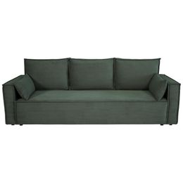 Xora Schlafsofa, Dunkelgr&uuml;n, Textil, 3-Sitzer, F&uuml;llung: Schaumstoffflocken,Schaumstoffflocken, 232x85x92 cm, R&uuml;cken echt, Armteil links, rechts, Wohnzimmer, Sofas & Couches, Schlafsofas, Schlafsofas mit Bettkasten