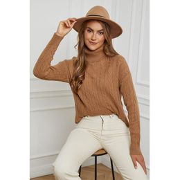 L'armoire de Suzette Rollkragenpullover in Hellbraun - 79% | Gr&ouml;&szlig;e 34/36 | Damen-pullover-cardigans