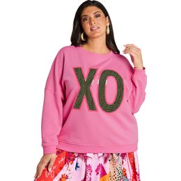 sheego loves miss goodlife Damen Sweatshirt mit Front- und R&uuml;ckenprint altrosa-pink-bedruckt Gr&ouml;&szlig;e 54