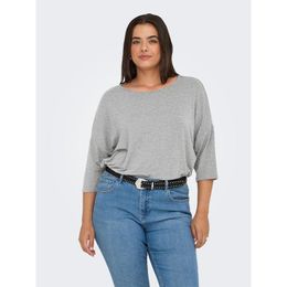 Only Carmakoma Damen Only CARMAKOMA 3/4-Arm-Shirt &raquo;CARLAMOUR 3/4 TOP JRS NOOS&laquo; Materialmix, loose fit grau M