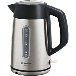 Bosch Wasserkocher &raquo;DesignLine TWK4P440, Ausgie&szlig;en ohne Spritzer, Tassenanzeige&laquo; 1,7 l 2400 W Wasserstandsanzeige, &Uuml;berhitzungsschutz, Edelstahl/