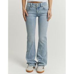 Tally Weijl Damen Bootcut-Jeans &raquo;SPADECYNTIA&laquo; Baumwollmischung, Low Waist, mit doppeltem Knopf am breiten Bund 38, N-Gr