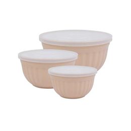 GreenGate Kunststoff Schalenset ALICE CREAMY FUDGE Karamell mit Deckel 3er Set | Gr.: onesize