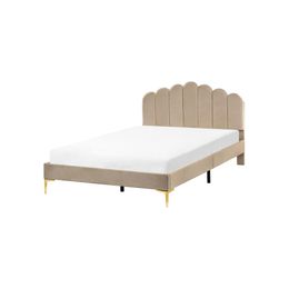 Beliani Doppelbett SAUVIAN in Beige/Gold - (W) 145 x (H) 98 x (L) 207 cm | Gr.: onesize