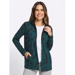Sieh an! Shirtjacke in petrol-schwarz-bedruckt | Gr.: 46