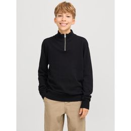 Jack & Jones Jack & Jones Junior Herren Troyer &raquo;JJEEMIL KNIT HALF ZIP NOOS JNR&laquo; Baumwollmischung, regular fit schwarz 176