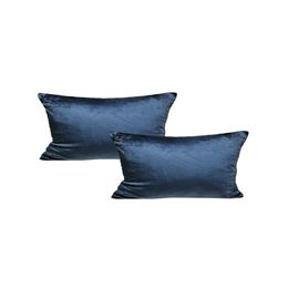 JACK 2er Set Teddy Flausch Kissenh&uuml;lle Kissenbezug in Blau | Gr.: 50x30-cm