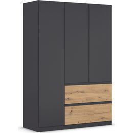 Dreht&uuml;renschrank Rauch "Kleiderschrank Schrank Garderobe COSTA in den Breiten 91/136/181 cm", grau (graumetallic, eiche artisan, eingriffe graumetallic), B:136cm H:197cm T:54cm, Holzwerkstoff, Schr&auml;nke, Dreht&uuml;renschrank, viel Platz, grifflose Front und Push-to-Open Funktion MADE IN GERMANY