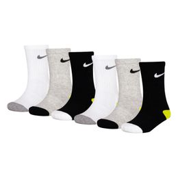 Socken Nike Sportswear "NHN 6PK NIKE SMILEY CREW", M&auml;dchen, Gr. 23-26,5, grau (grau heather), Obermaterial: 60% Baumwolle, 36% Polyester, 4% Elasthan, Socken Socken, f&uuml;r Kinder