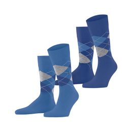 Socken Burlington "Everyday Argyle", Damen, Gr. 40-46, cornflower blau, Baumwollmischung, Argyle-Muster, normal, Socken Socken, atmungsaktiv