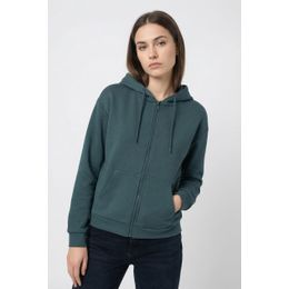 Kapuzensweatshirt Only Play "ONPLOUNGE LIFE HOOD FZ LS SWT NOOS", Damen, Gr. XL, mediterranea, Sweatware, Obermaterial: 80% Polyester, 15% Viskose, 5% Elasthan, unifarben, regular fit normal, ohne Ausschnitt, Rippb&uuml;ndchen, Sweatshirts