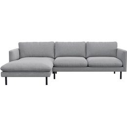 Ecksofa FLEXLUX "Bolzano, elegant und bequem, L-Form", grau (sophisto grau), B:261cm H:61cm T:165cm, 100% Polyester, Sofas, Ecksofa, Sitzaufbau mit Kaltschaum & Stahl-Wellen, loose Sitz -& R&uuml;ckenkissen