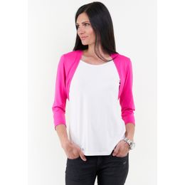 Shirtjacke Seidel Moden, Damen, Gr. 44, pink, Jersey, Obermaterial: 95% Viskose, 5% Elasthan, kontrastfarbene Details, figurbetont normal, Rundhals, eingesetzt abgesteppt, Shirts Shirtjacke, mit 3/4 &Auml;rmeln, MADE IN GERMANY