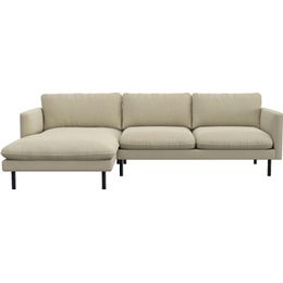 Ecksofa FLEXLUX "Bolzano, elegant und bequem, L-Form", beige (sandy beige), B:261cm H:61cm T:165cm, 100% Polyester, Sofas, Ecksofa, Sitzaufbau mit Kaltschaum & Stahl-Wellen, loose Sitz -& R&uuml;ckenkissen