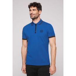 Poloshirt CAMP DAVID, Herren, Gr. S, blau (urban blau), Single Jersey, Obermaterial: 100% Baumwolle, bedruckt, regular fit, Shirts Poloshirt, mit Print am Kragen