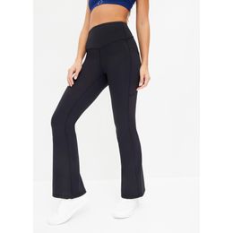 Funktionsleggings bonprix, Damen, Gr. 56/58 (XXXL), N-Gr, schwarz, Jersey, Obermaterial: 77% Polyamid, 23% Elasthan, regular fit, Hosen Funktionsleggings, aus weichem Material, mit doppeltem Taillenbund, Regular Fit