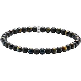 Armband Thomas Sabo "Talisman-Armband" Gr. 21, bunt (silberfarben, schwarz, blau, schwarz, blau), Armb&auml;nder, Damen, 21, Silber 925 (recycelt), Armband, mit Obsidian, Tigerauge