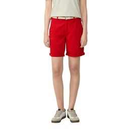 Chinoshorts s.Oliver, Damen, Gr. 38, N-Gr, rot, Obermaterial: 98% Baumwolle, 2% Elasthan, unifarben, regular fit kniefrei, Hosen Chinoshorts, Sommerhose mit geflochtenem G&uuml;rtel