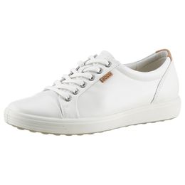 Sneaker Ecco "SOFT 7 W", Damen, Gr. 35, beige (creme), Leder, Schuhe Sneaker, mit Label, Freizeitschuh, Halbschuh, Schn&uuml;rschuh, schmale Form