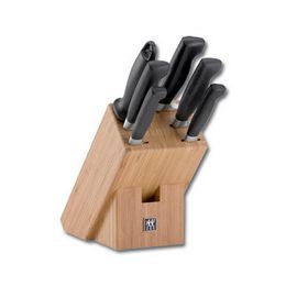 Zwilling Messerblock **** Vier Sterne, Braun, Schwarz, Holz, Metall, 7-teilig, Bambus, Kochen, K&uuml;chenmesser, Messersets