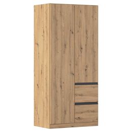 Rauch M&ouml;bel Dreht&uuml;renschrank, Eiche Artisan, Holzwerkstoff, 1 F&auml;cher, 2 Schublade(n) Schubladen, 91x197x54 cm, Blauer Engel, BQ - B&uuml;ndnis f&uuml;r Qualit&auml;t, Made in Germany, Schlafzimmer, Kleiderschr&auml;nke, Dreht&uuml;renschr&auml;nke