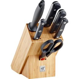Zwilling Messerblock Zwilling&reg; Gourmet, Braun, Schwarz, Silber, Holz, Metall, Kunststoff, 7-teilig, Bambus, Kochen, K&uuml;chenmesser, Messersets