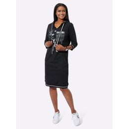 WITT Damen Jerseykleid mit gl&auml;nzendem Druck, schwarz, Gr&ouml;&szlig;e 36